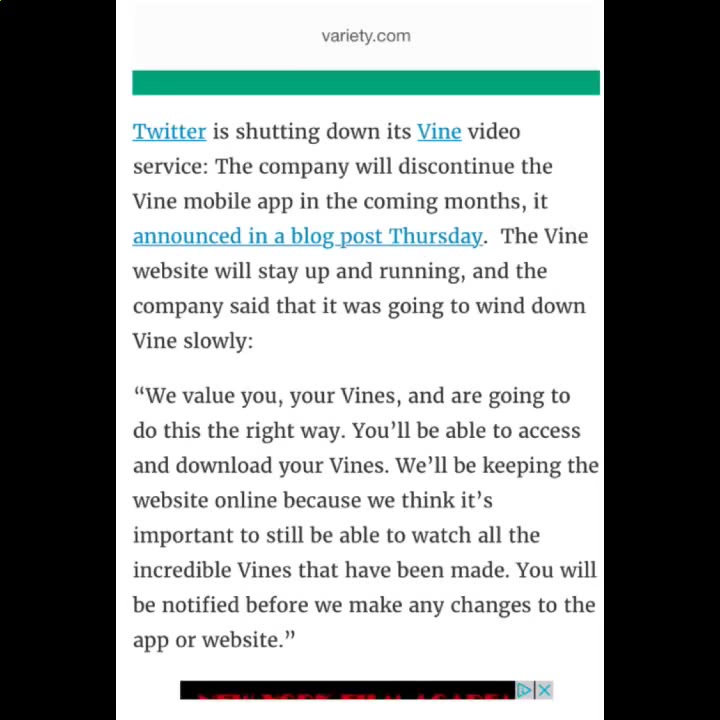 Vine is shutting down and a few editors and I wanted to start a ...