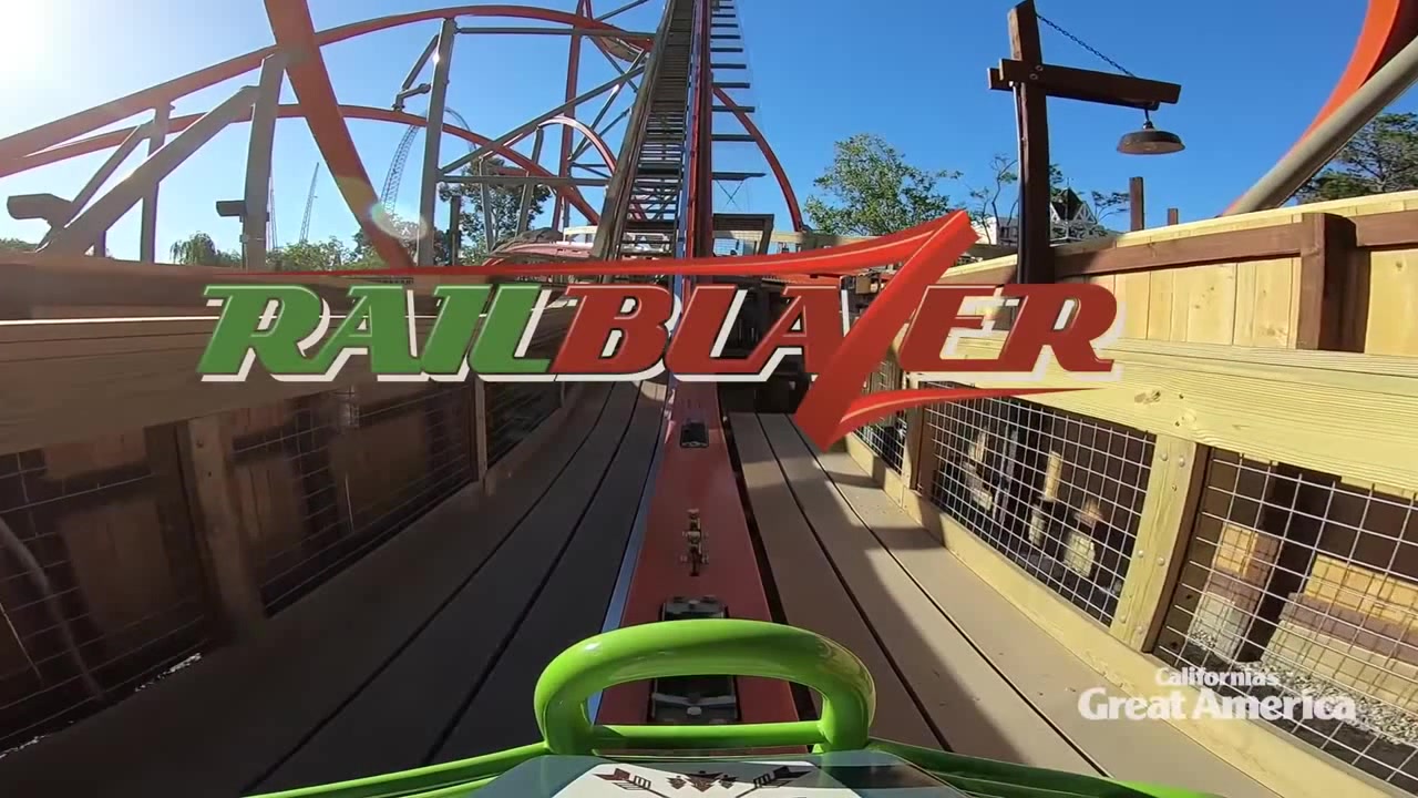 RailBlazer front seat on-ride HD POV @60fps California's Great America - Coub