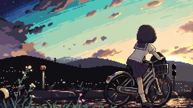 pixel sunset - Coub