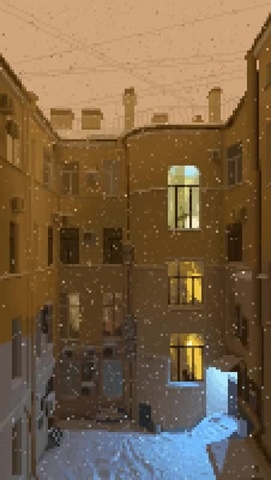 Evening winter courtyard - Coub