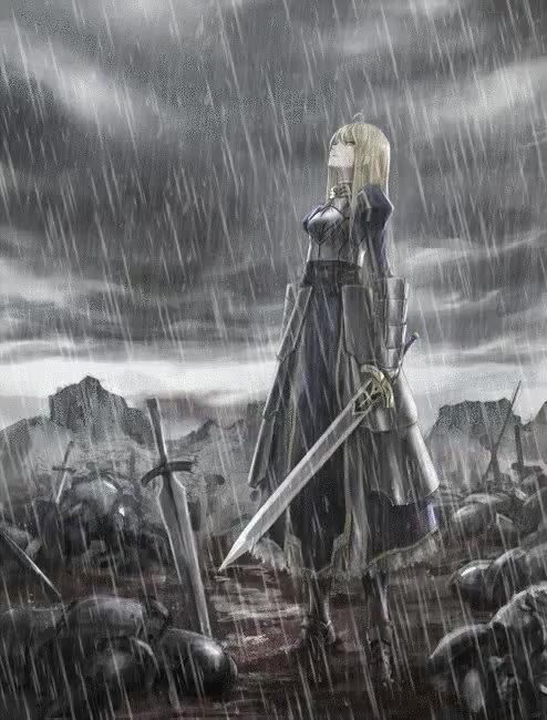 Saber in rain - Coub