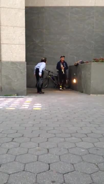 Small, Angry Man Yells at Trumpet Player in New York City - Coub