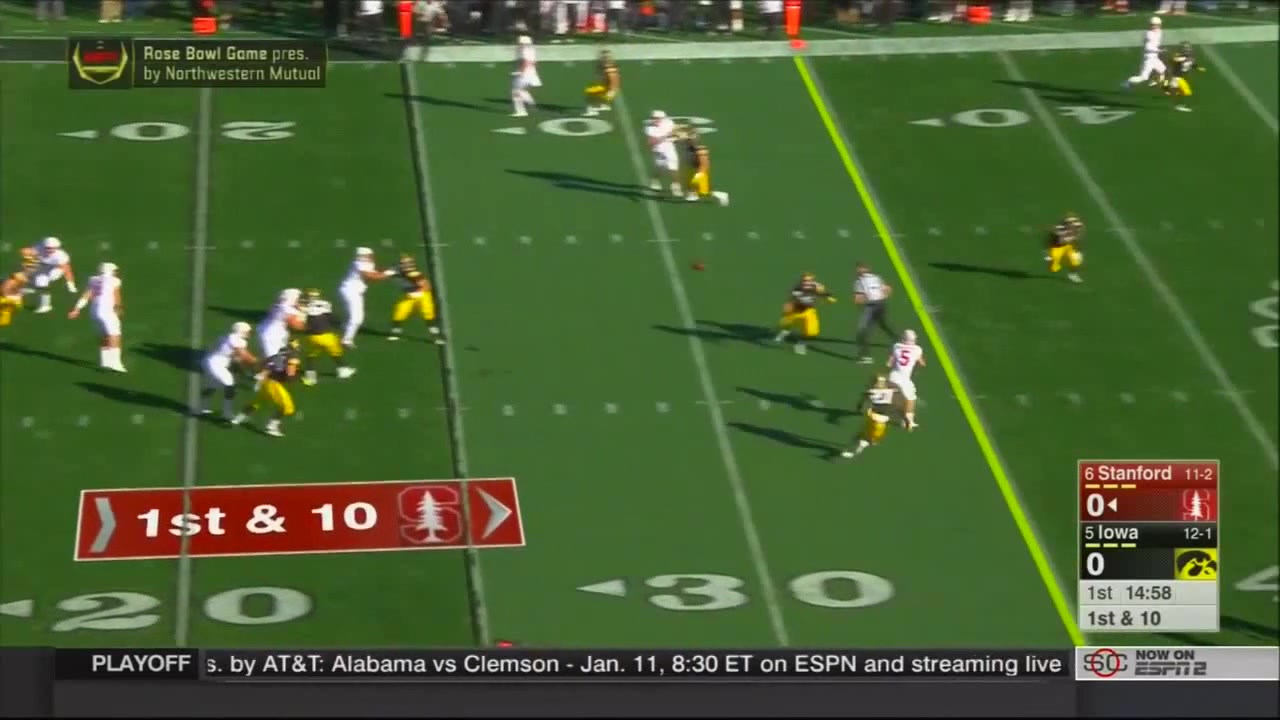 Christian McCaffrey 75-yard touchdown reception - 2016 Rose Bowl - Coub