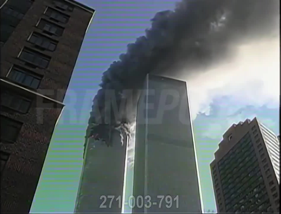 WTC 1 Burning, WTC 2 Plane Impact & Immediate Aftermath (Luc Courchesne ...