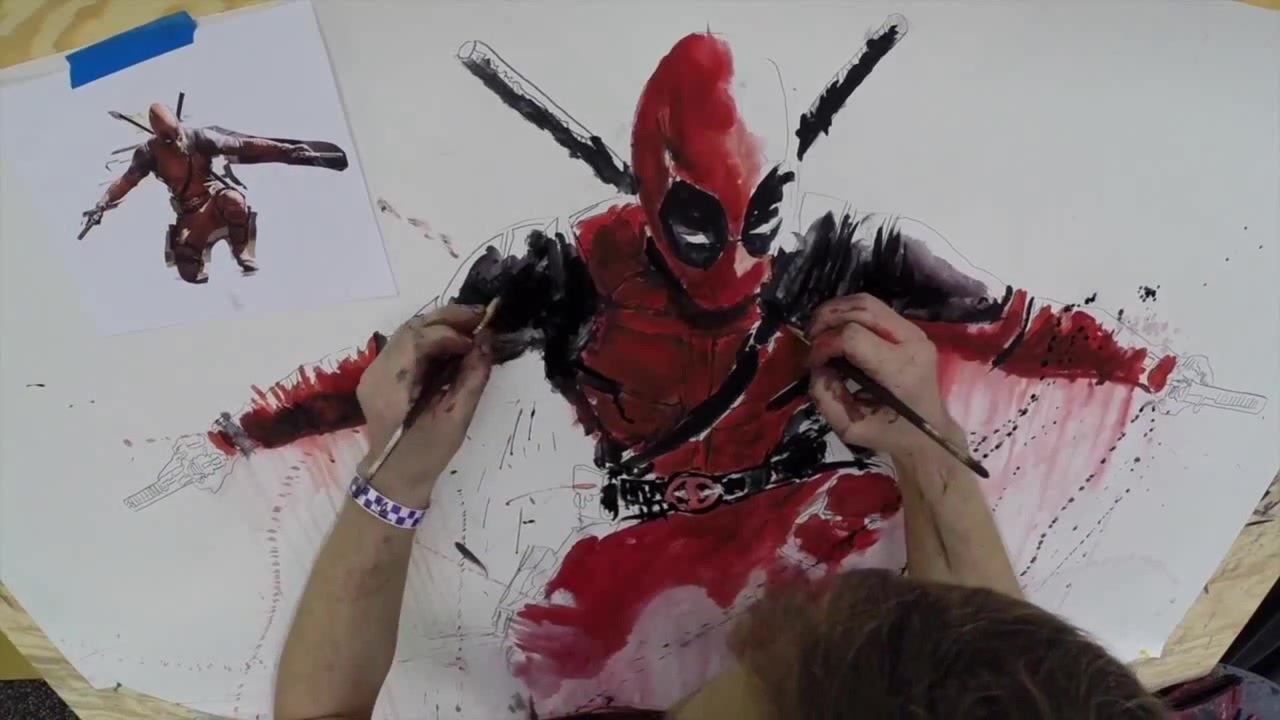 drawing Deadpool with both hands - Coub