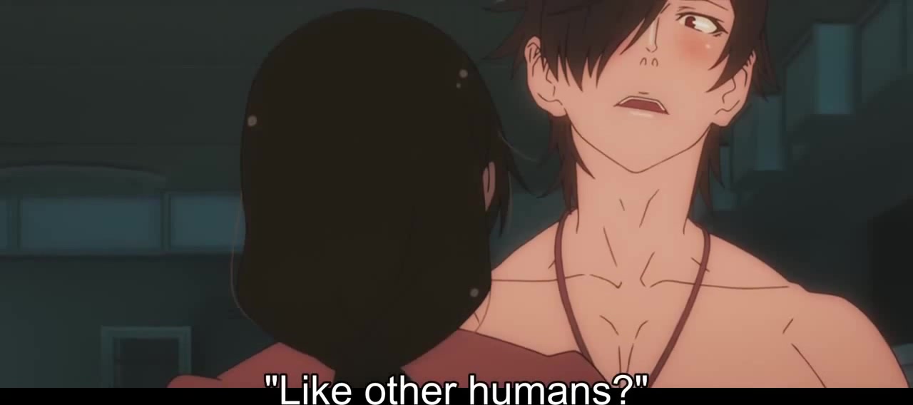 Kizumonogatari Nekketsu hen Hanekawa touches Araragi's body - Coub