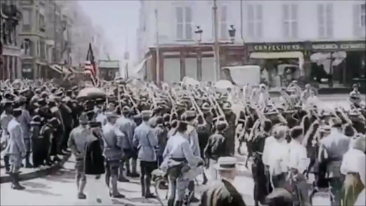 Over There | US troops WW1 footage in Color - Coub