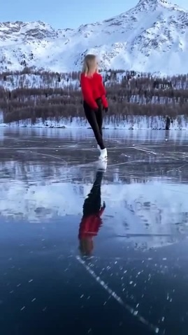 Ice skating near mountains - Coub