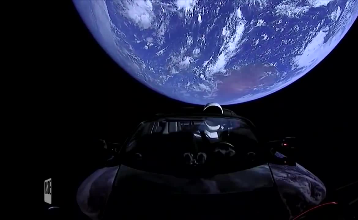 Tesla Sports Car Orbits Earth with Spaceman at the Wheel - Coub