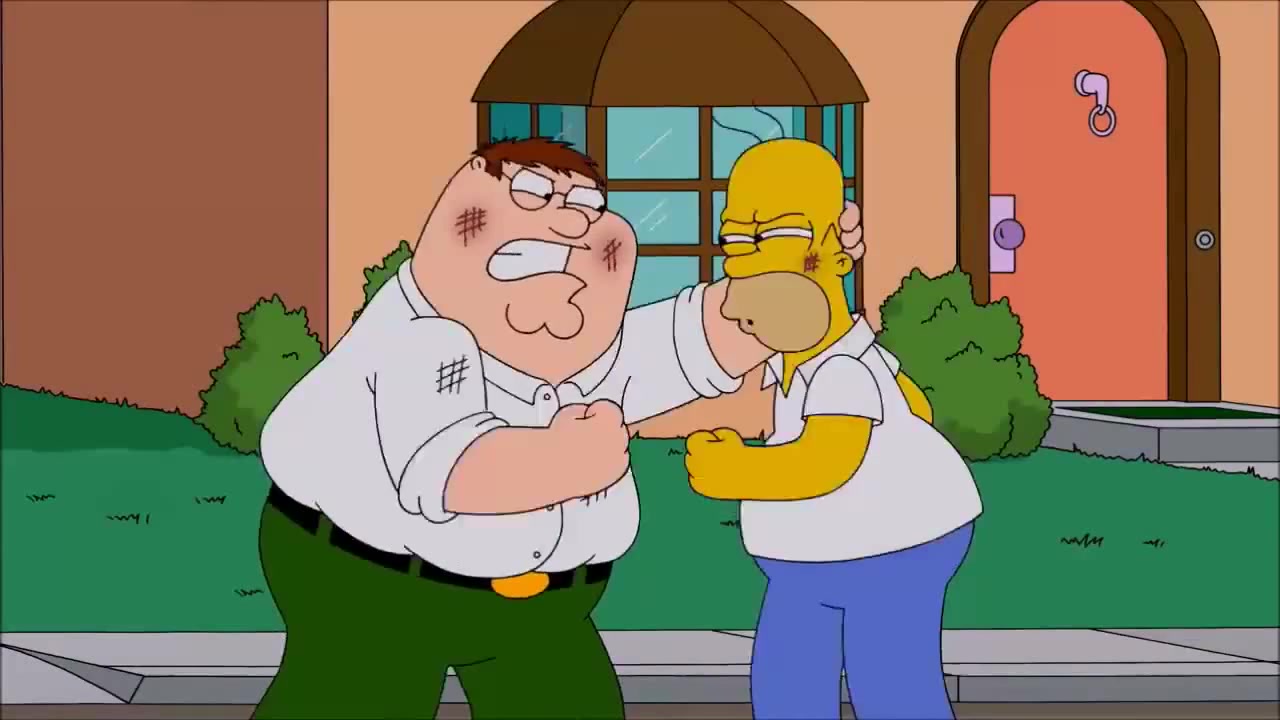 Homer Simpson Family Guy Fight